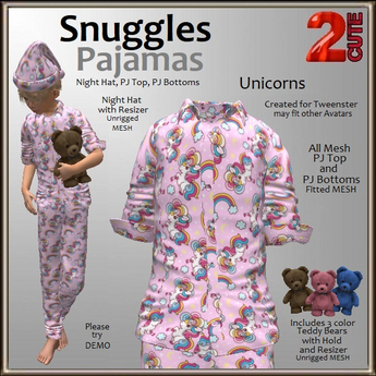 Second Life Marketplace - Snuggles Pajamas [2cute] Unicorns